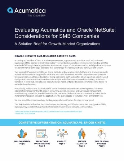Acumatica vs Oracle NetSuite | Acumatica Cloud ERP