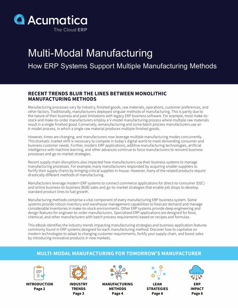 Manufacturing ERP Software | Acumatica Cloud ERP