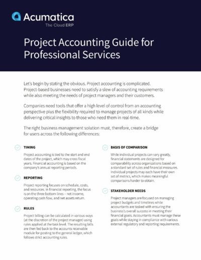 Project Accounting Cloud ERP Software | Acumatica Cloud ERP